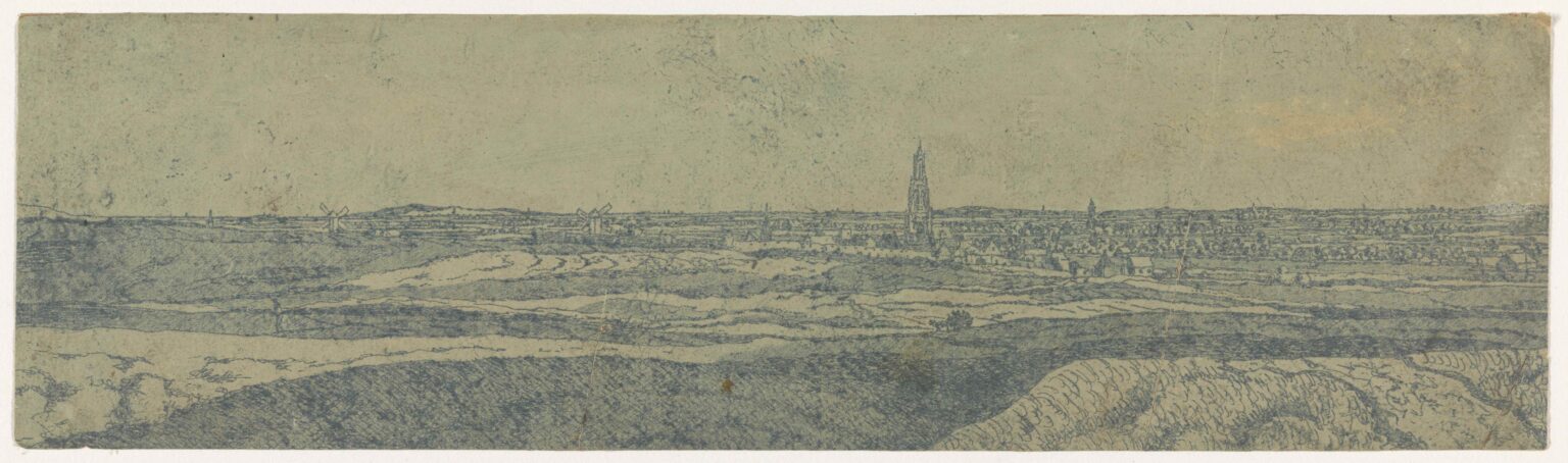 Eeuwenoude tekening 'Stadsgezicht van Amersfoort' is tekening van ...