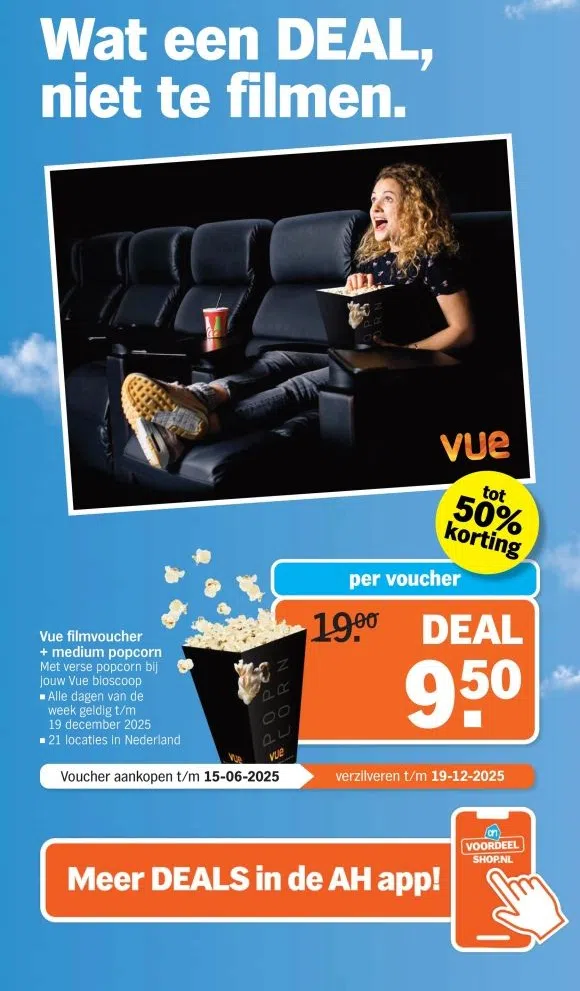 Vue filmvoucher + medium popcorn van € 19 voor € 9,50 - indebuurt ...