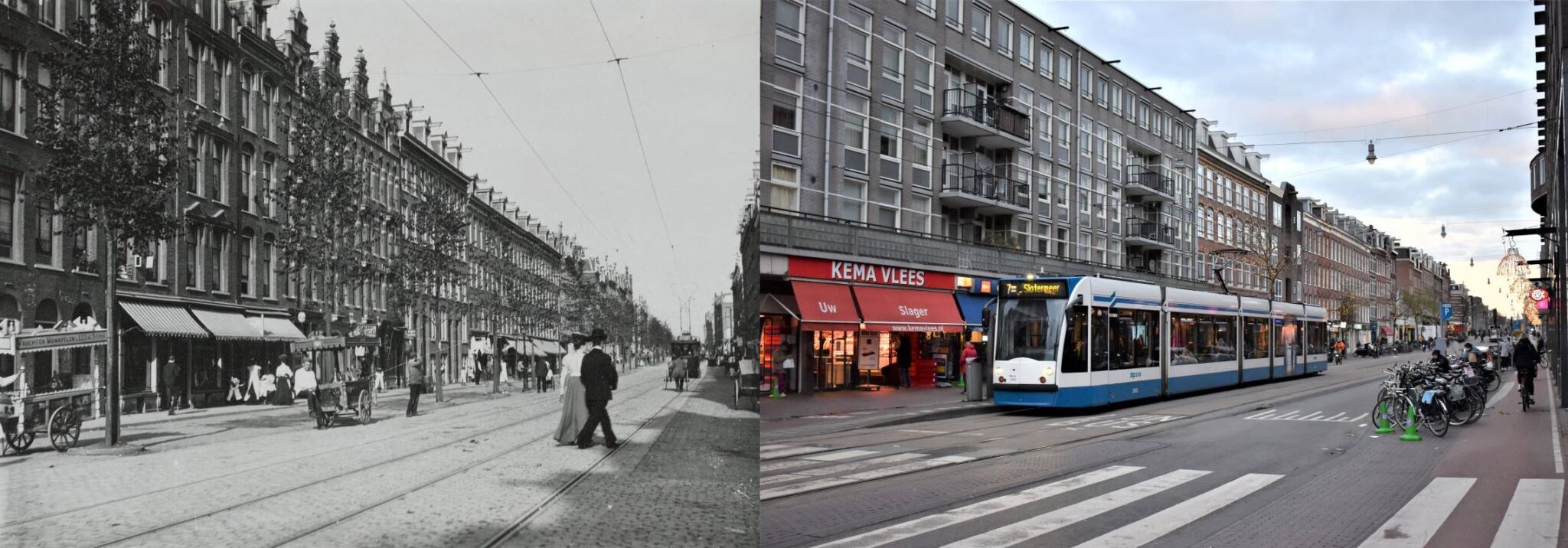 Toen in Amsterdam: Zo zag de Kinkerstraat er vroeger uit en zo nu