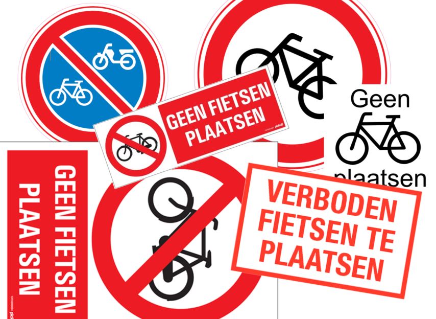 MAG DAT: zelf een ‘verboden fietsen te plaatsen’ sticker op je raam ...