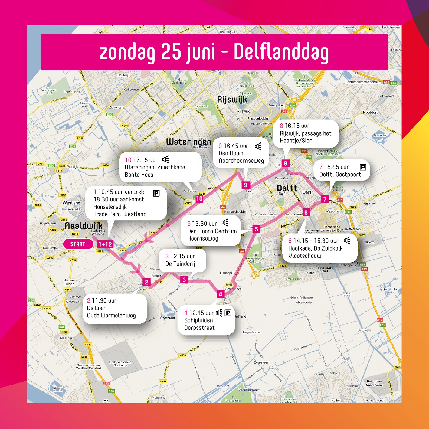 Dit is de Delftse route van het Varend Corso 2023 - indebuurt Delft
