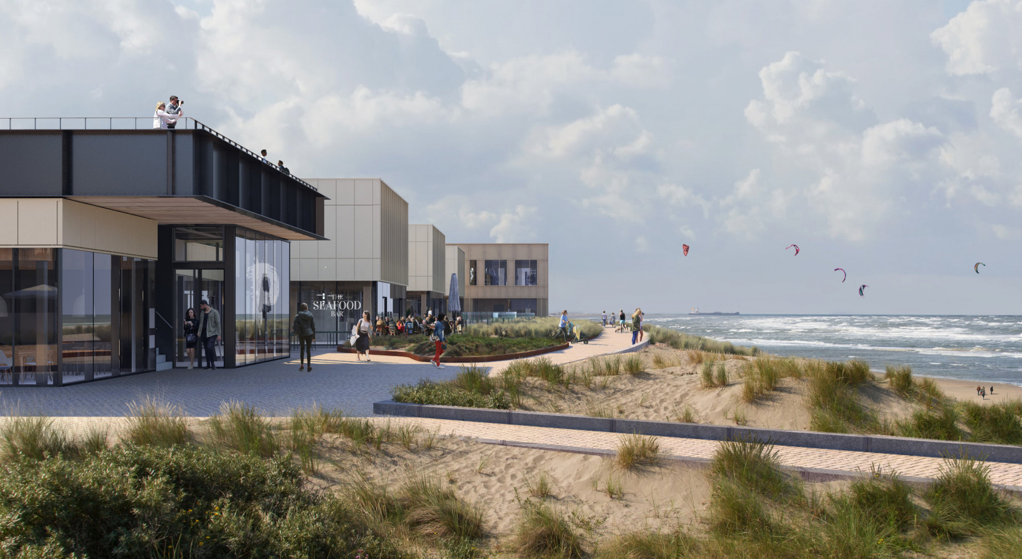 Dit wordt er gebouwd onder en op de duin langs de Strandweg op ...