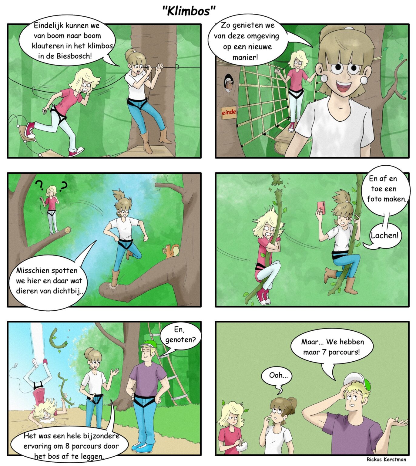 Cartoon! Het klimbos in de Biesbosch is geopend - indebuurt Dordrecht