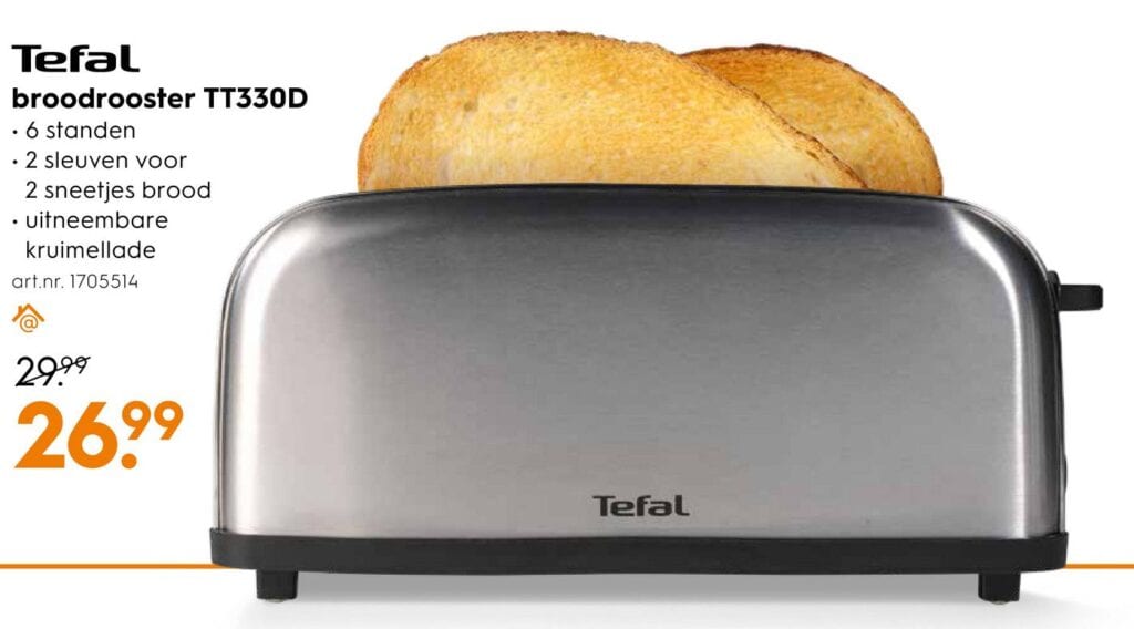 Tefal broodrooster TT330D van € 29,99 voor € 26,99 - indebuurt Nijmegen