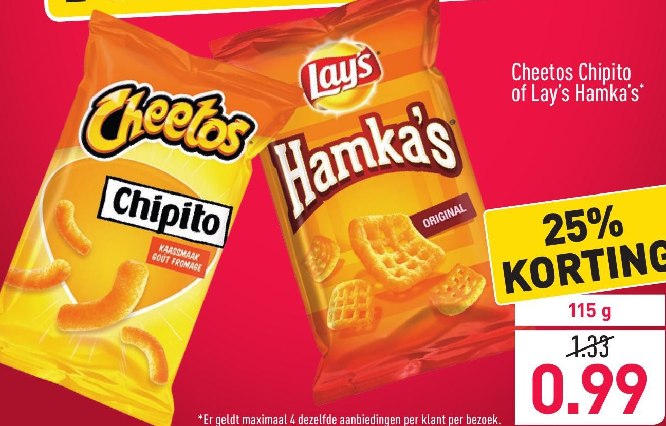 Cheetos Chipito of Lay's Hamka's van € 1,33 voor € 0,99 - indebuurt ...