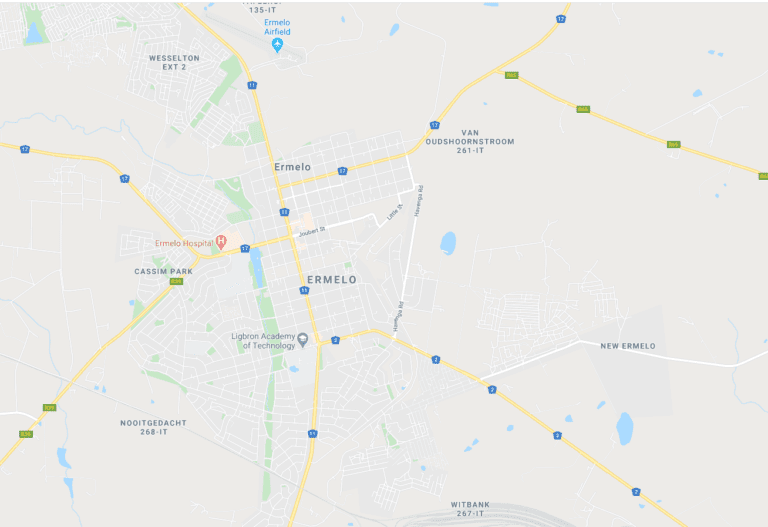 Het dorp Ermelo ligt ook in Zuid-Afrika en zo ziet dat eruit