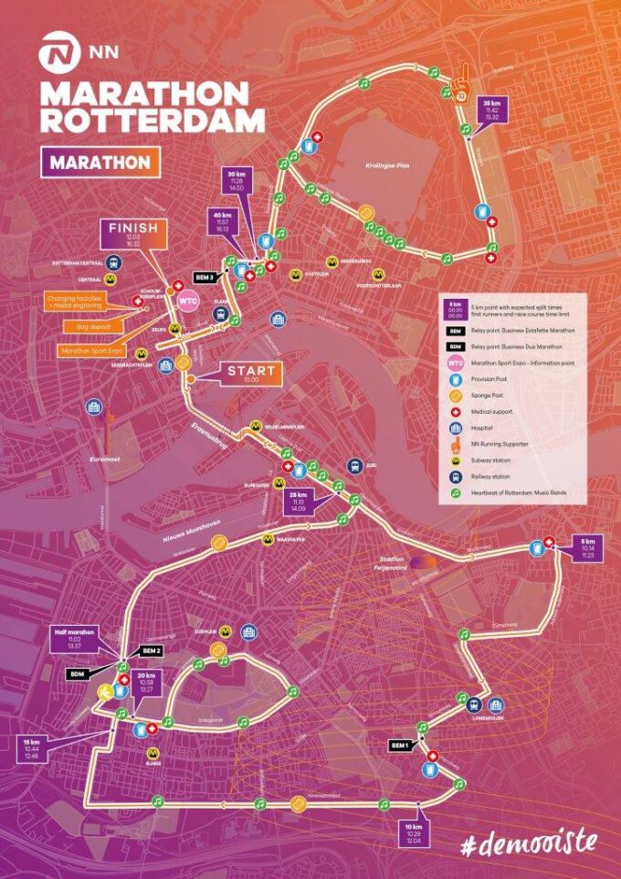 Dit is de route van de NN Marathon Rotterdam 2025