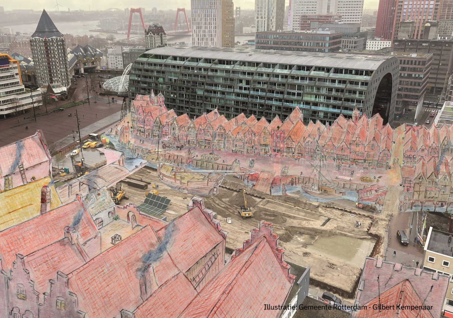 Wow! Bij opgravingen naast de Markthal is de oudste muur van Rotterdam ...