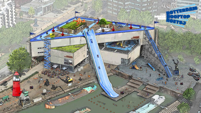 Roetsj! Deze zomer komt er een giga-glijbaan op het dak van het Maritiem Museum