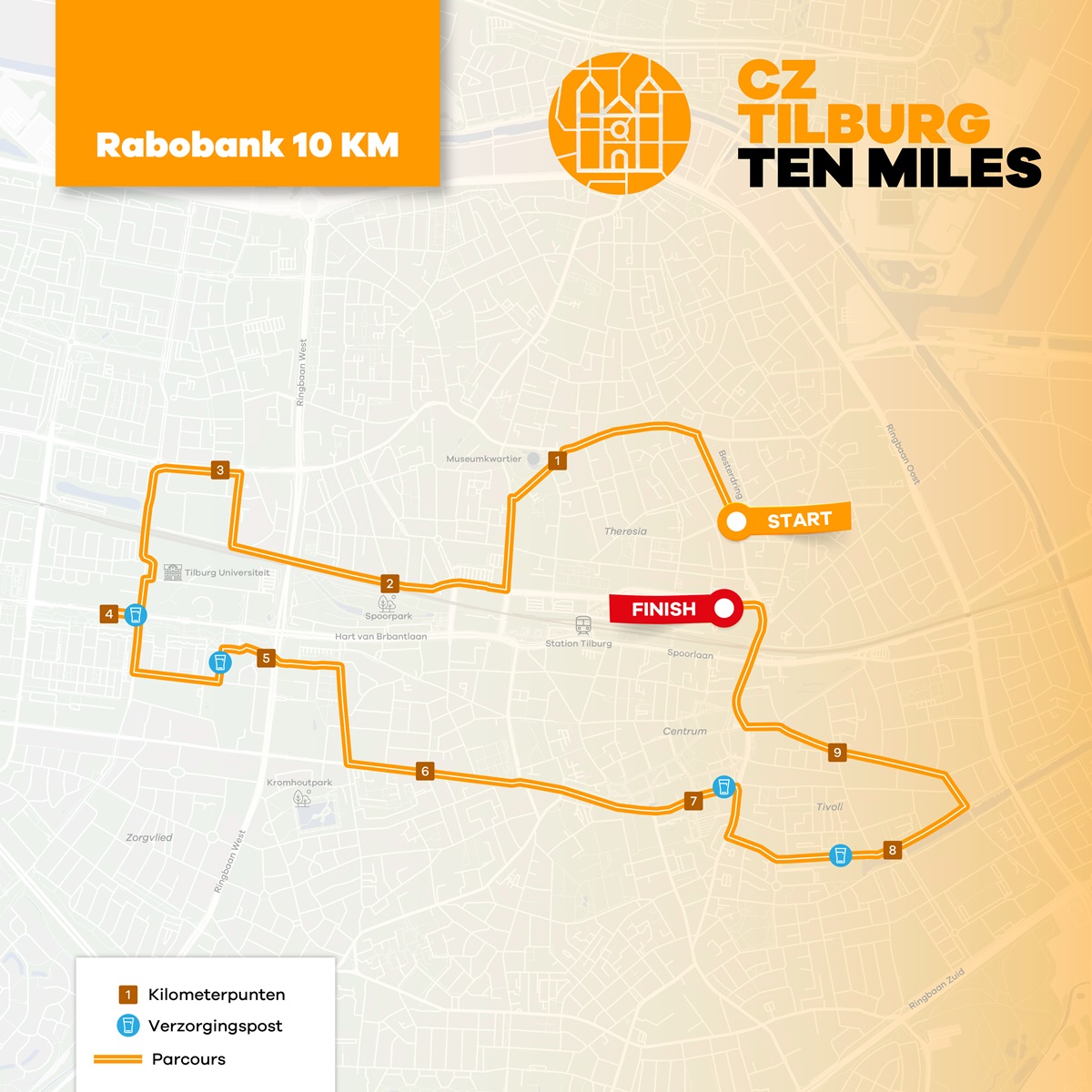 CZ Tilburg Ten Miles 2024: dit is het parcours - indebuurt Tilburg