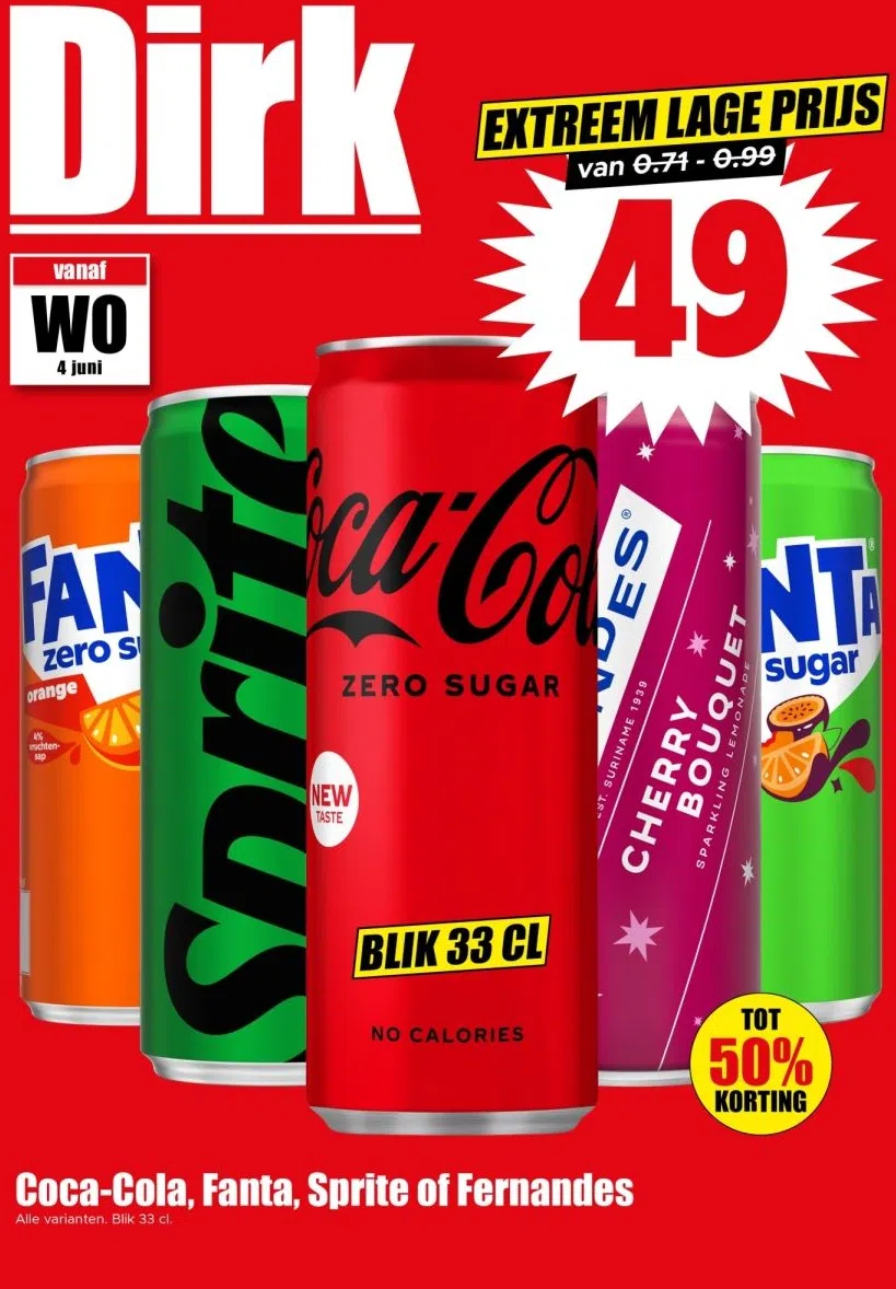 Coca-Cola, Fanta, Sprite of Fernandes van € 0,71 voor € 0,49 ...