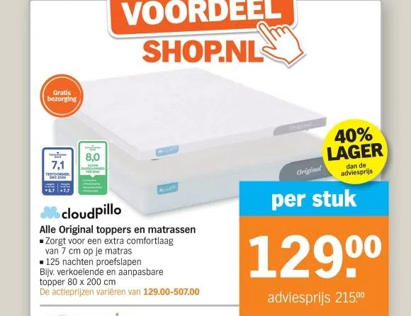 cloudpillo Alle Original toppers en matrassen van € 215 voor € 129 - indebuurt Vlaardingen