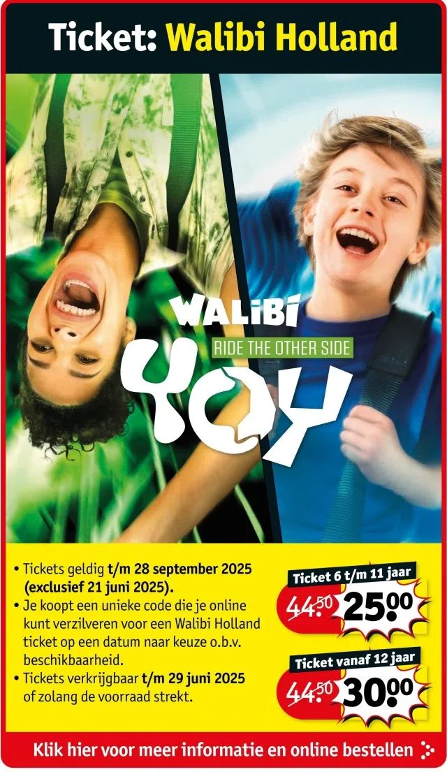 Ticket: Walibi Holland van € 44,50 voor € 25 - indebuurt Vlissingen