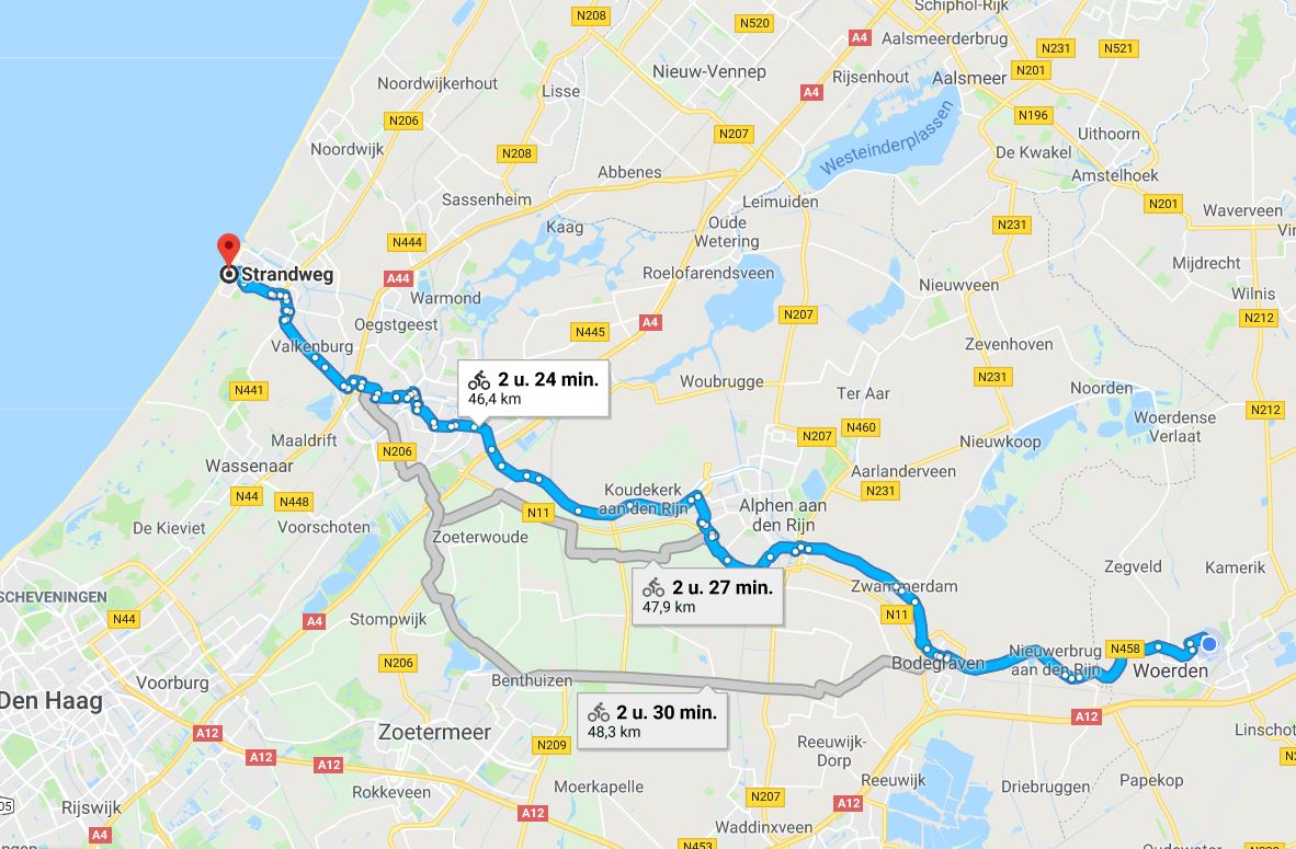 Fun fact: dit is vanaf Woerden de snelste route naar het strand ...
